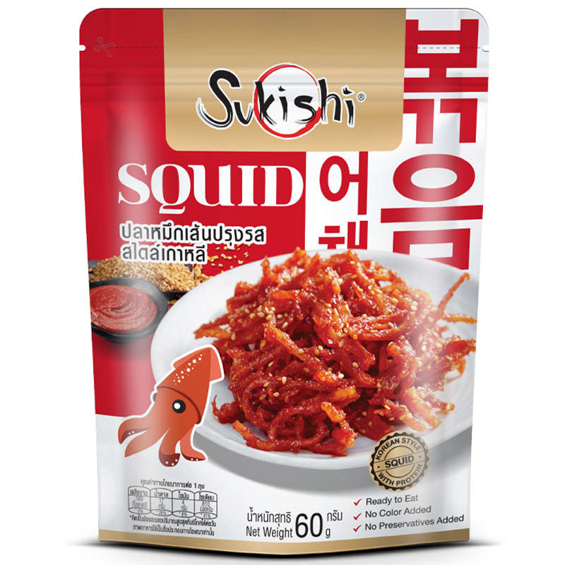 Sukishi Seasoned Squid Strips - 60g Pack – BOONCHOO.com